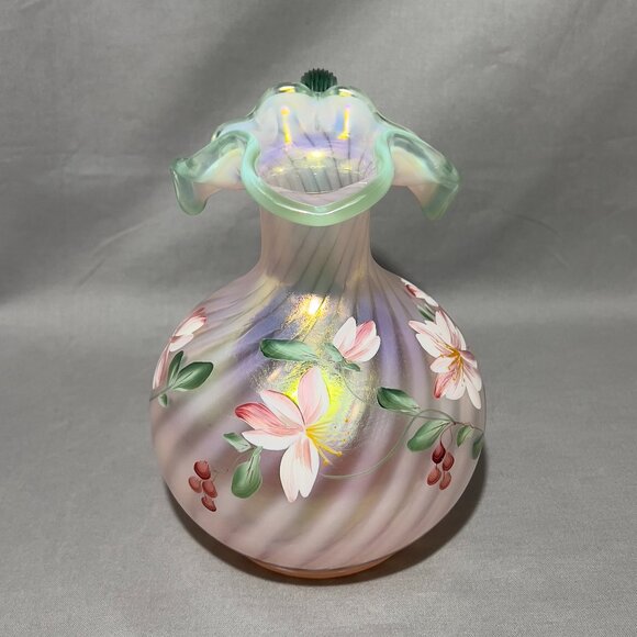 Fenton | Art | Vtg Bill Fenton Art Glass Pitcher Pink Champagne ...